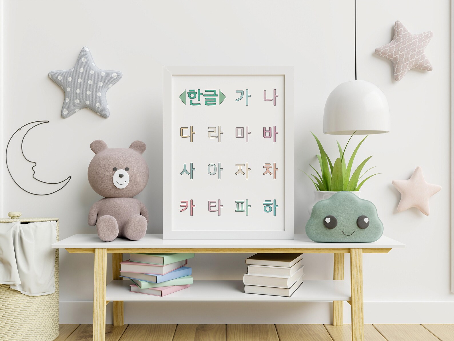 Korean Alphabet Chart, Hangeul Coloring Print, Hangul Poster, Playroom ...