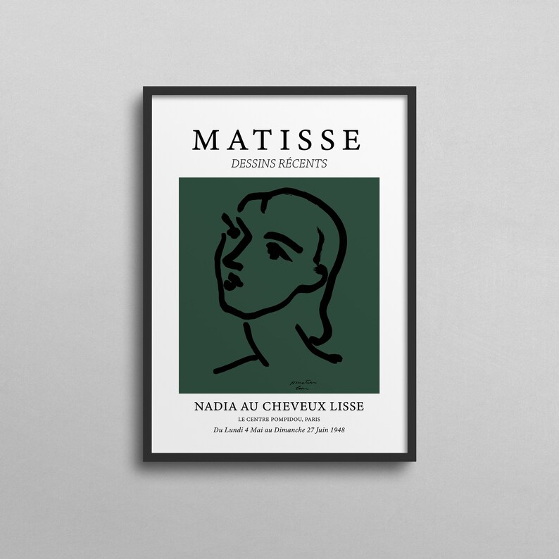 Henri Matisse Nadia Poster Dark Green Printable Wall Art | Etsy