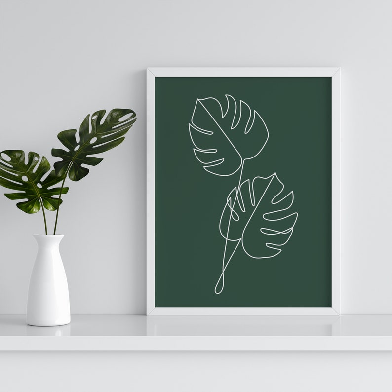 Monstera One Line Drawing Printable Wall Art, Simple Botanical Wall ...