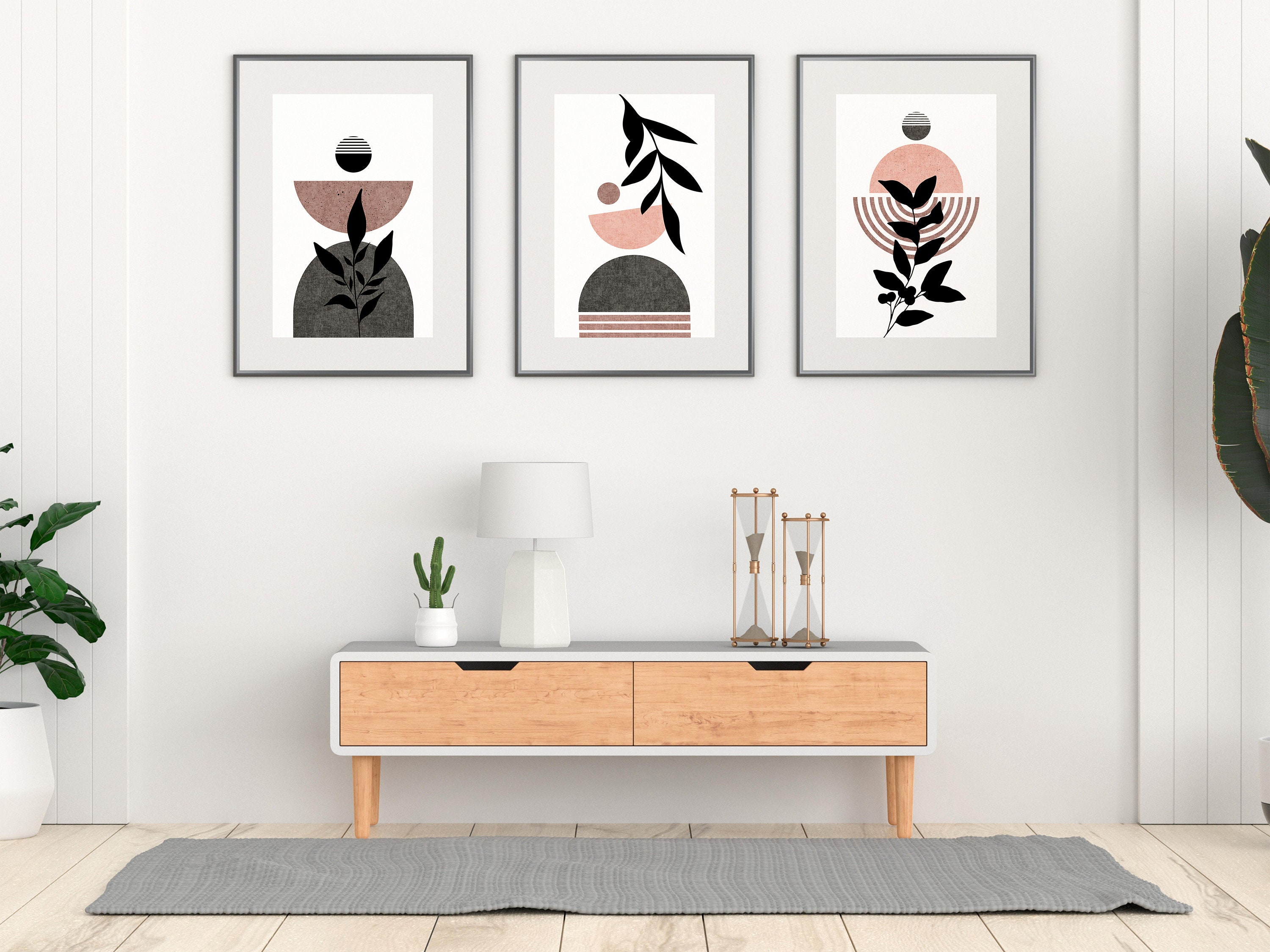 Boho Art Set of 3 Prints, Boho Wall Art, Abstract Gallery Wall Set, Printable Modern Art Poster ...