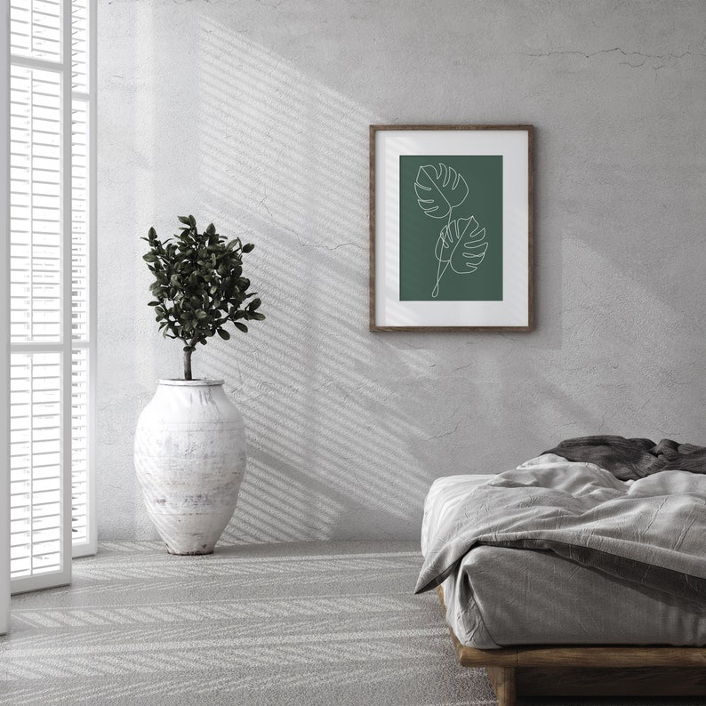 Monstera One Line Drawing Printable Wall Art, Simple Botanical Wall ...