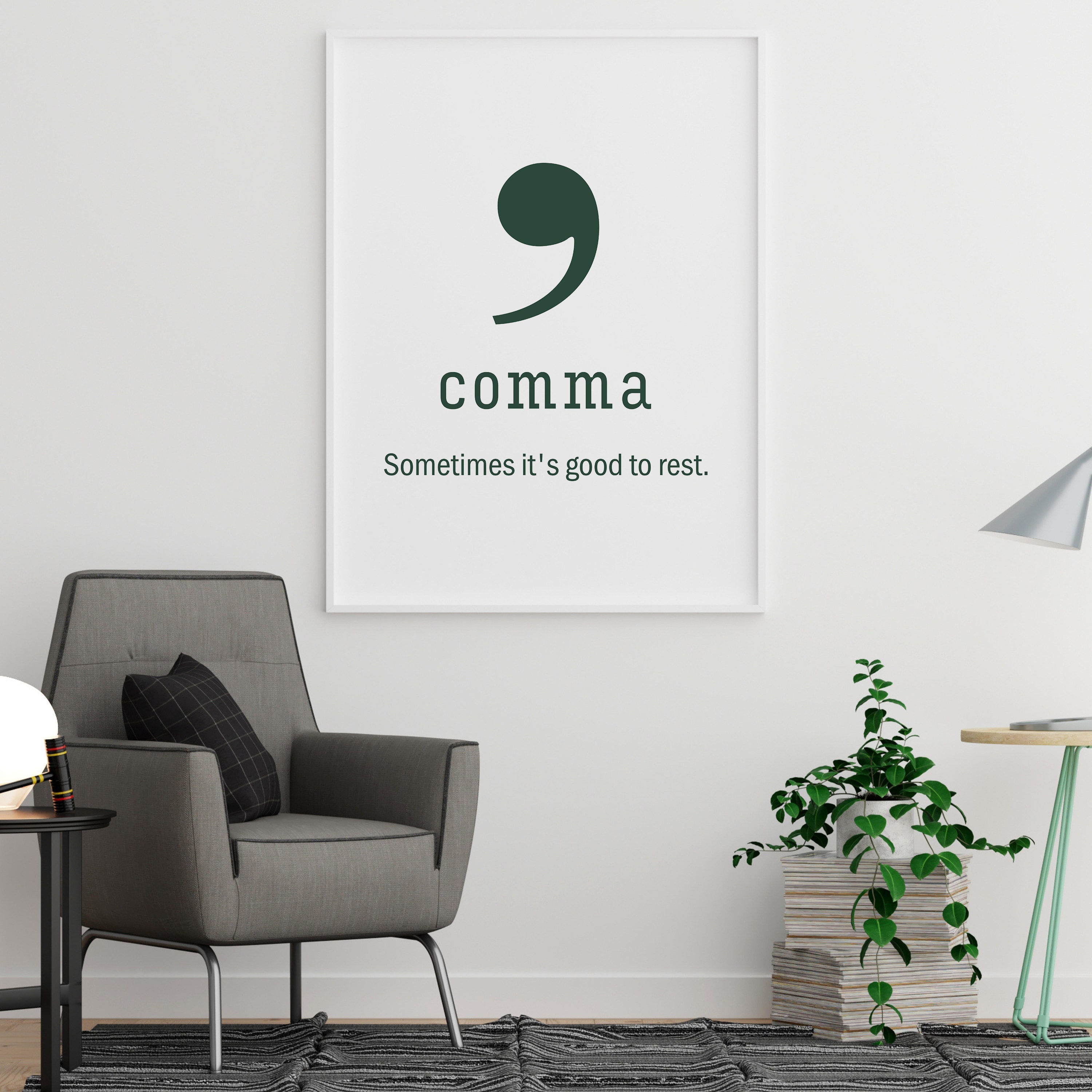 Comma ',' Typo Printable Wall Art, Good to Rest Wall Decor, Minimal ...