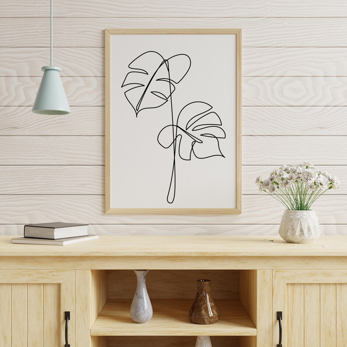 Monstera One Line Drawing Printable Wall Art Simple Botanical - Etsy