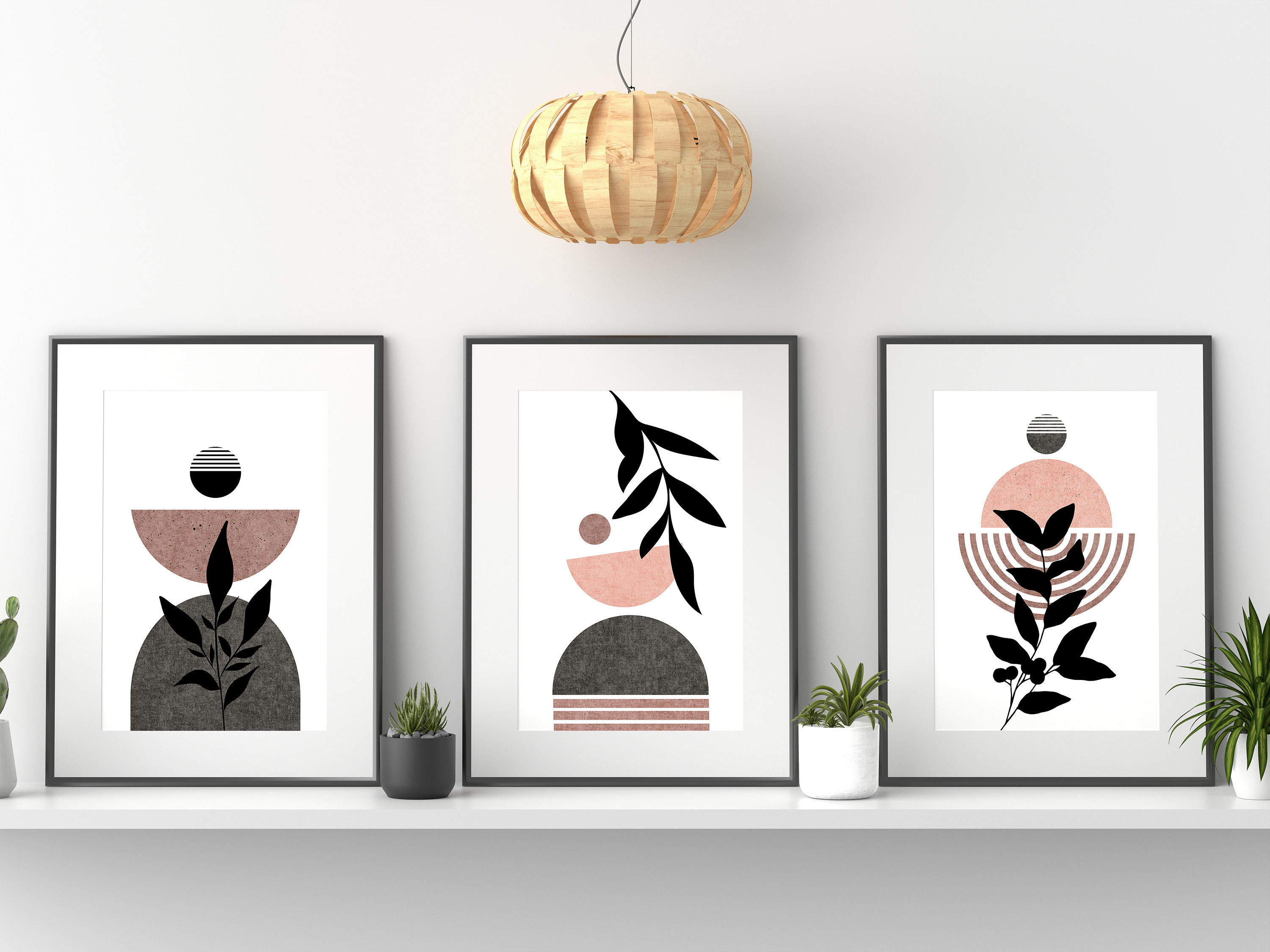 Boho Art Set of 3 Prints, Boho Wall Art, Abstract Gallery Wall Set, Printable Modern Art Poster ...