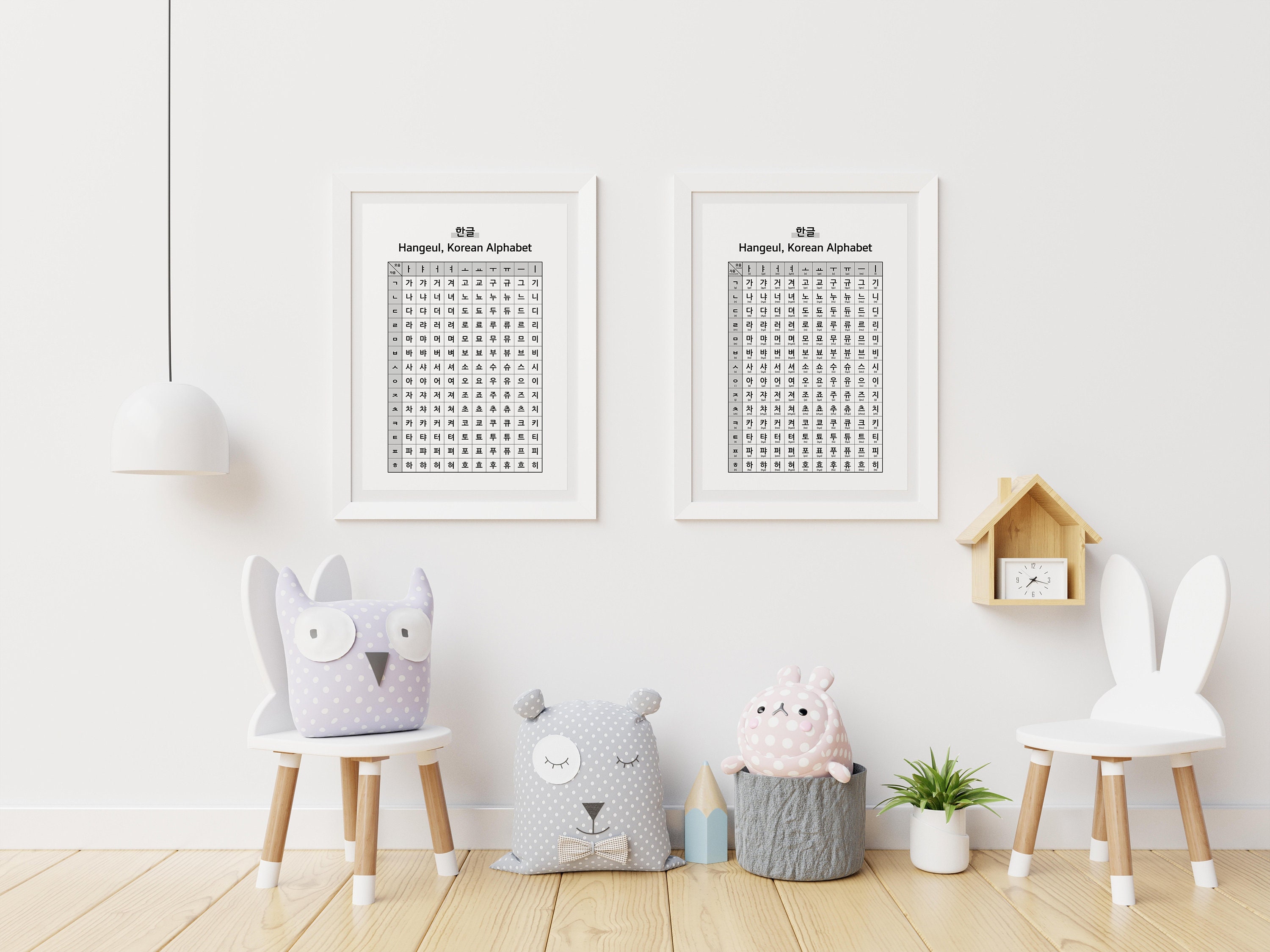 Korean Alphabet Chart Art, Hangeul Wall Print, Hangul Poster, Playroom ...