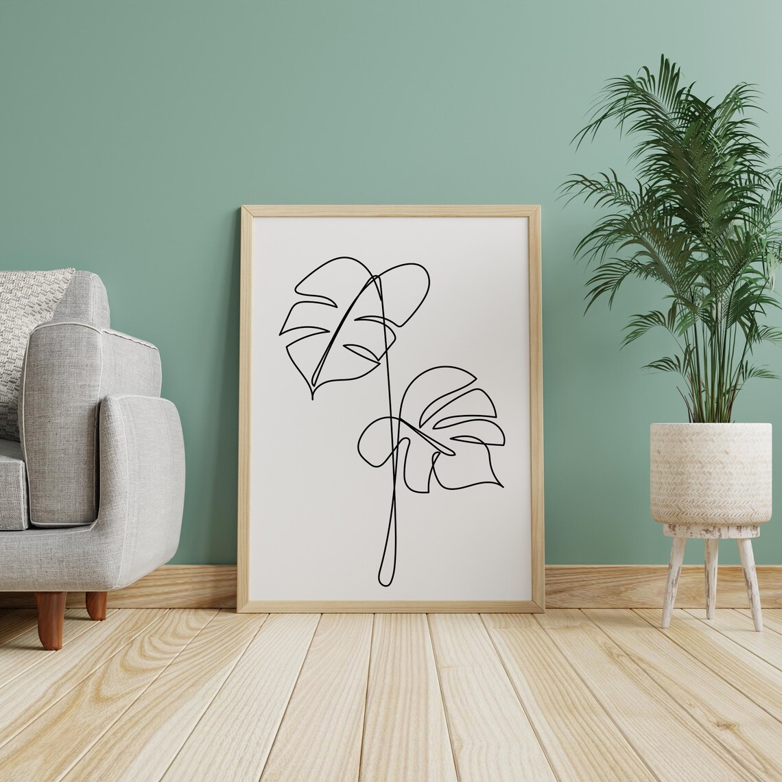 Monstera One Line Drawing Printable Wall Art Simple Botanical - Etsy