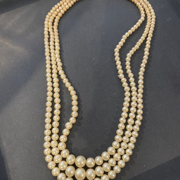 Triple Strand Pearl - Etsy