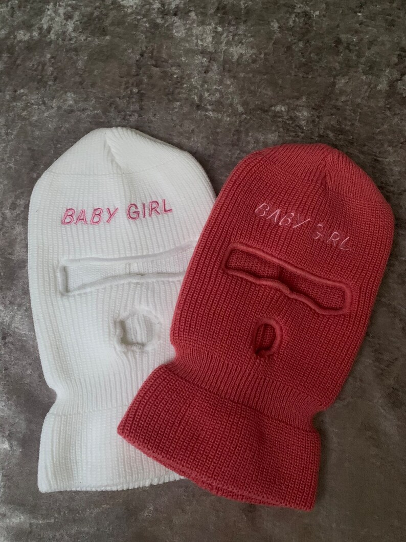 Embroidered 2 Hole Ski Mask | Knitted Balaclava | Wooly Hat | Winter ...