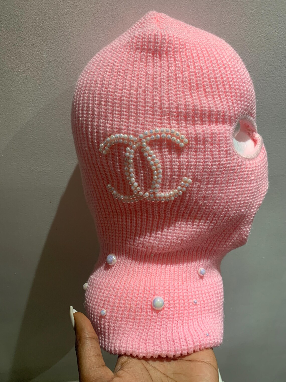Rhinestone 3 Hole Ski Mask | Knitted Balaclava | Wooly Hat | Winter ...