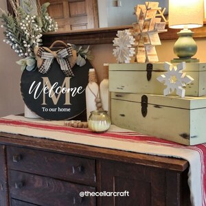 Monogram Sign Front Door Welcome Sign With Initial - Etsy