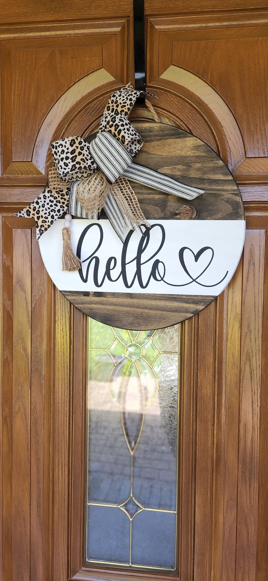Hello Sign Front Door Decor Hello Sign With Bow and Tassel - Etsy