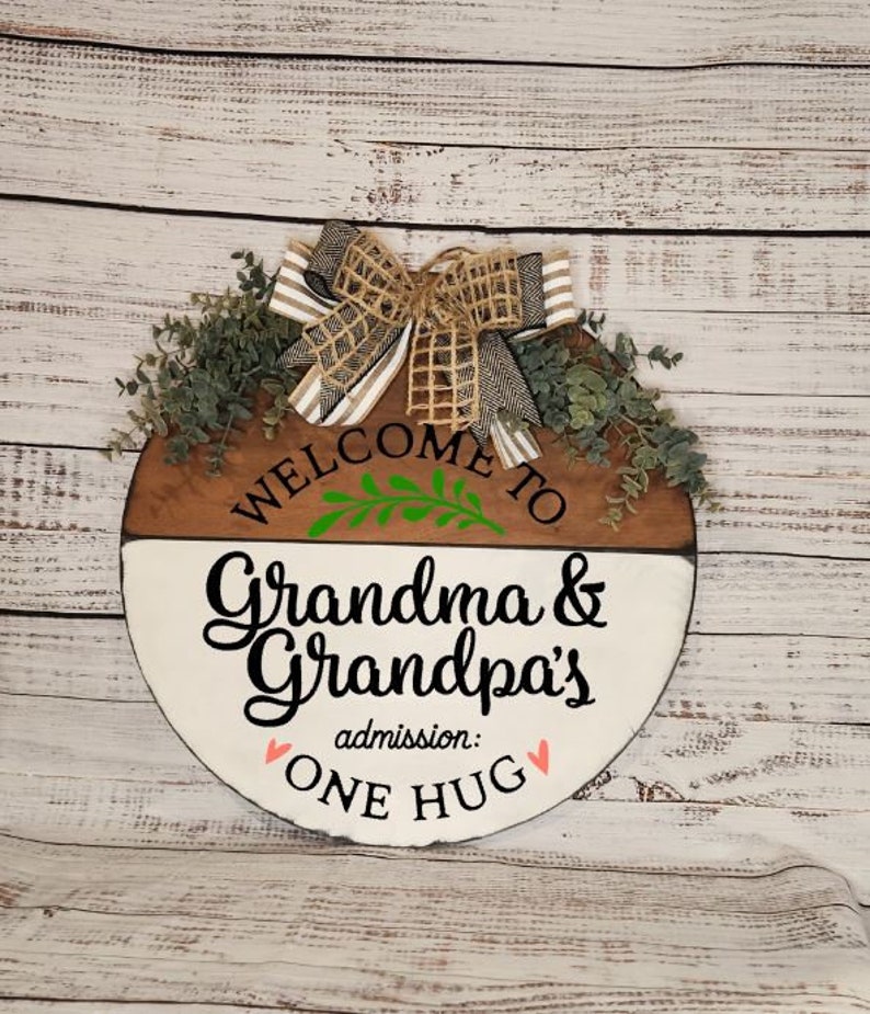 Welcome Sign Front Door Decor Grandparents Welcome Customizeable Wood ...