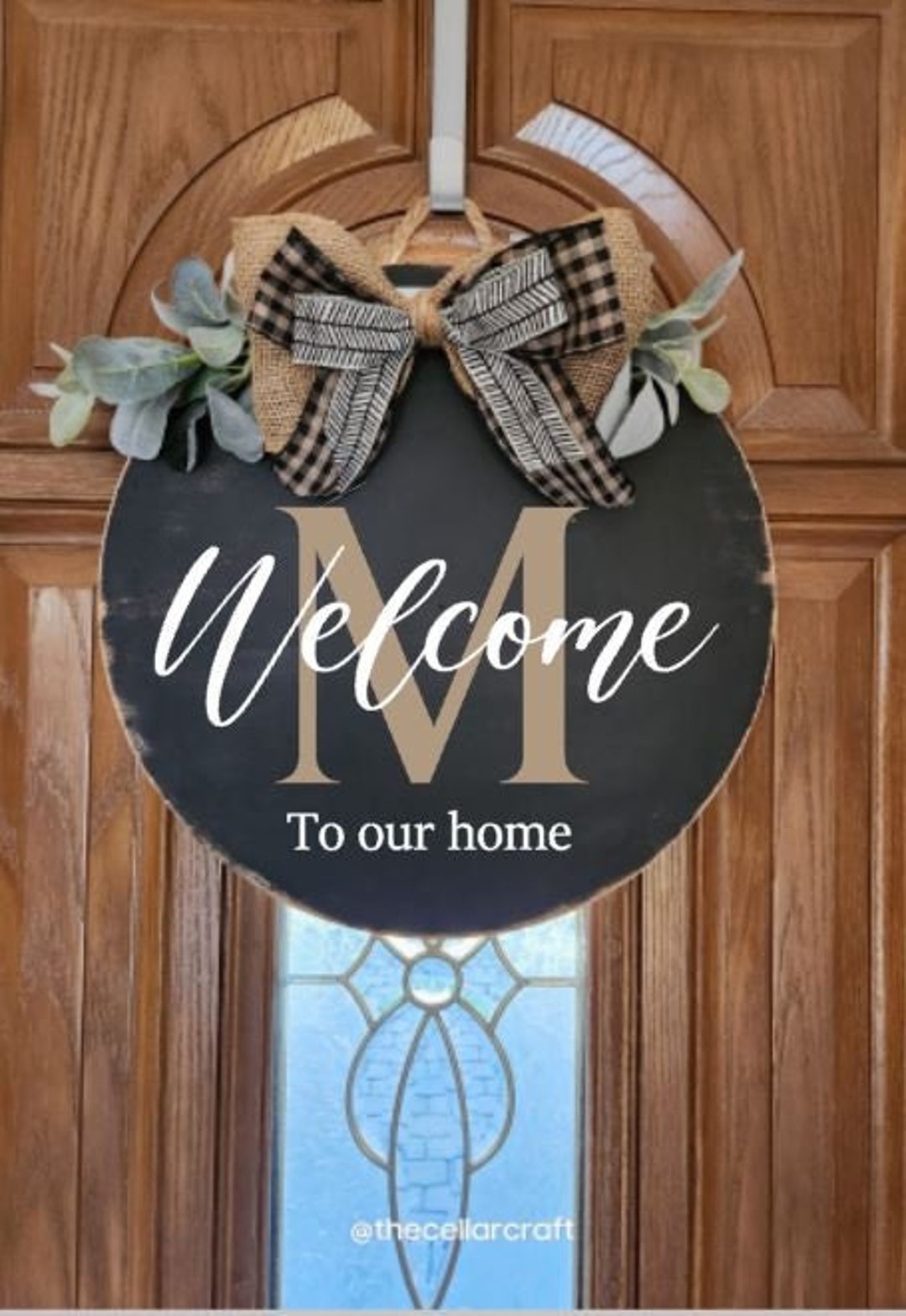 Monogram Sign Front Door Welcome Sign With Initial - Etsy