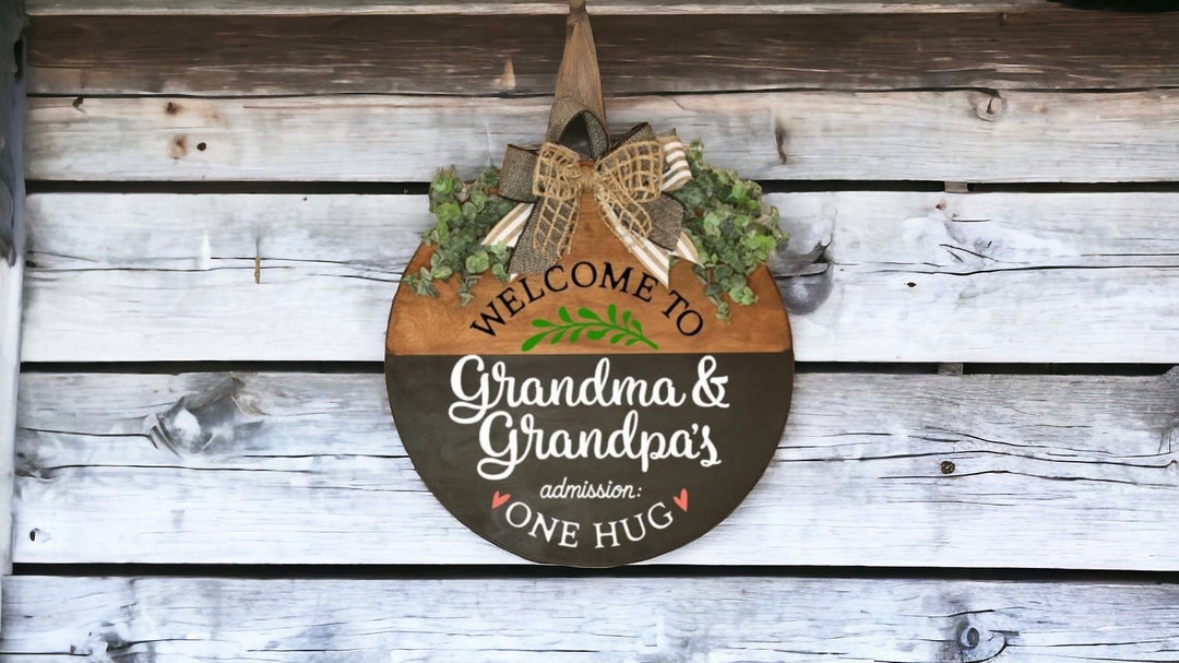 Welcome Sign Front Door Decor Grandparents Welcome Customizeable Wood ...