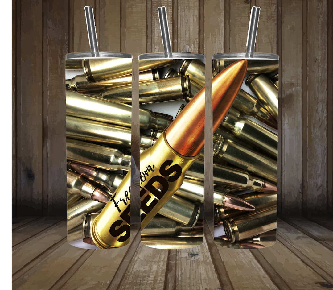 Freedom Seeds Rifle Brass Bullets Skinny Straight Tumbler Sublimation ...