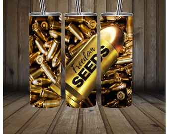 Freedom Seeds Rifle Brass Bullets Skinny Straight Tumbler | Etsy