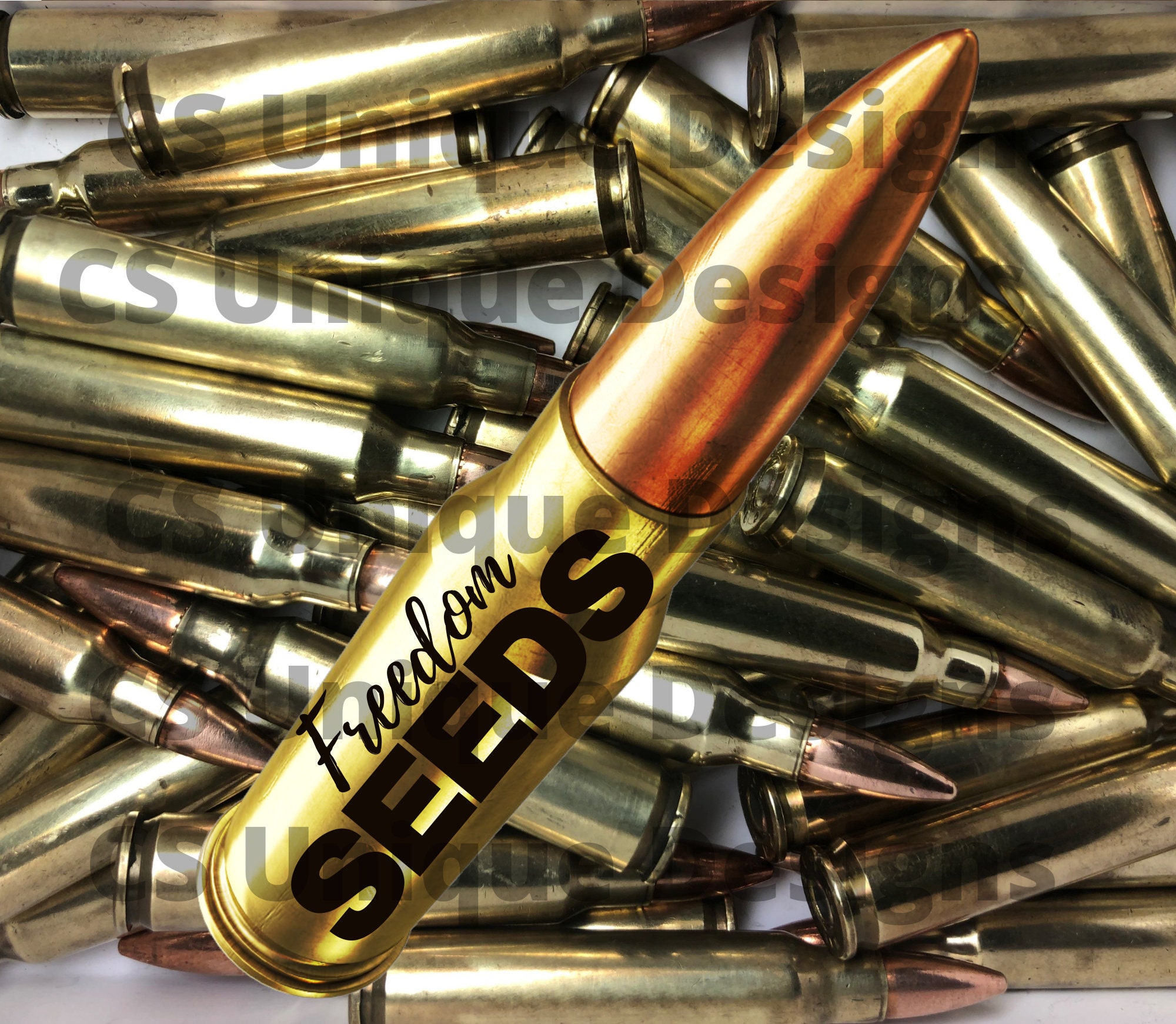 Freedom Seeds Rifle Brass Bullets Skinny Straight Tumbler Sublimation ...