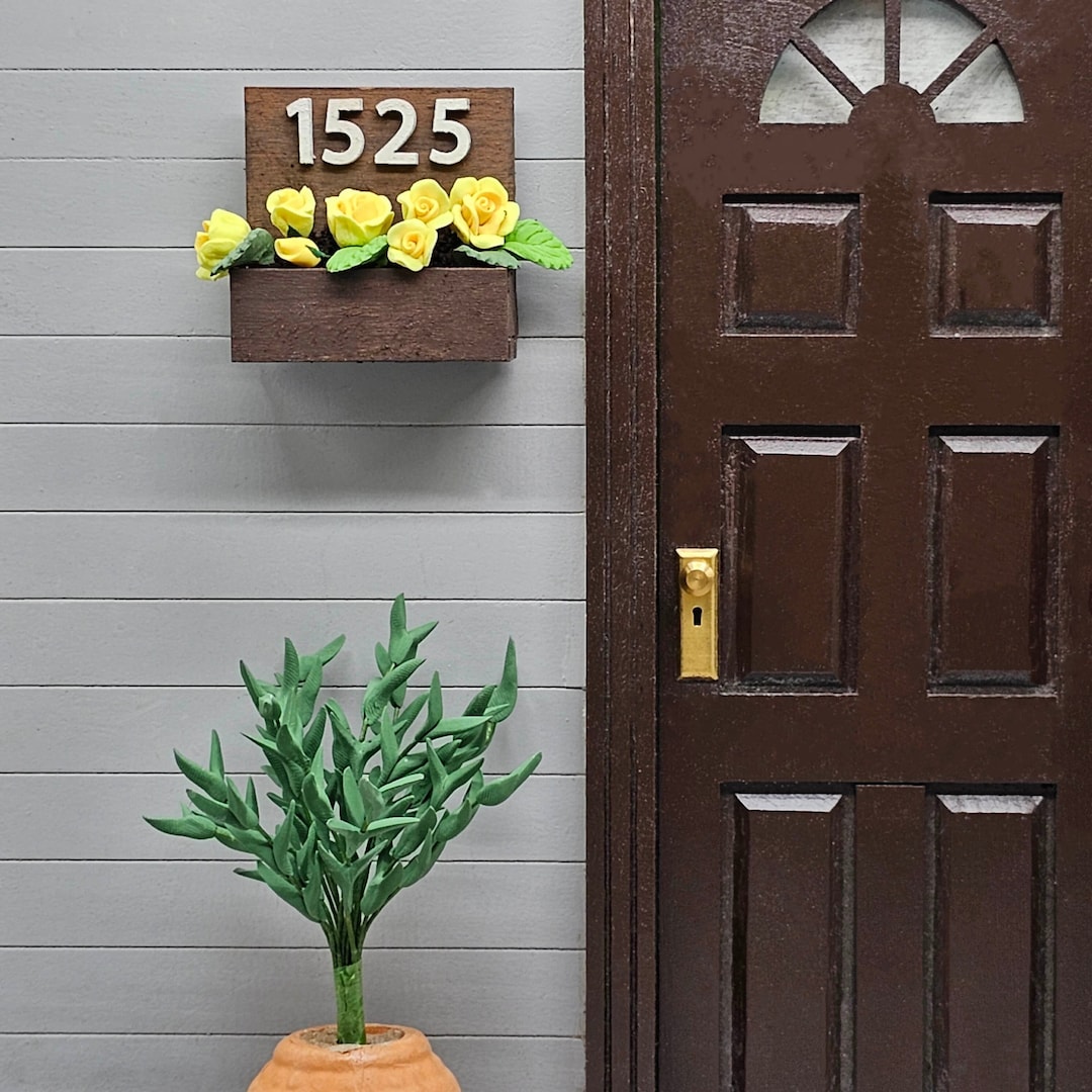 Miniature Dollhouse Custom Address Planter, Doll House Accessories, 1: ...