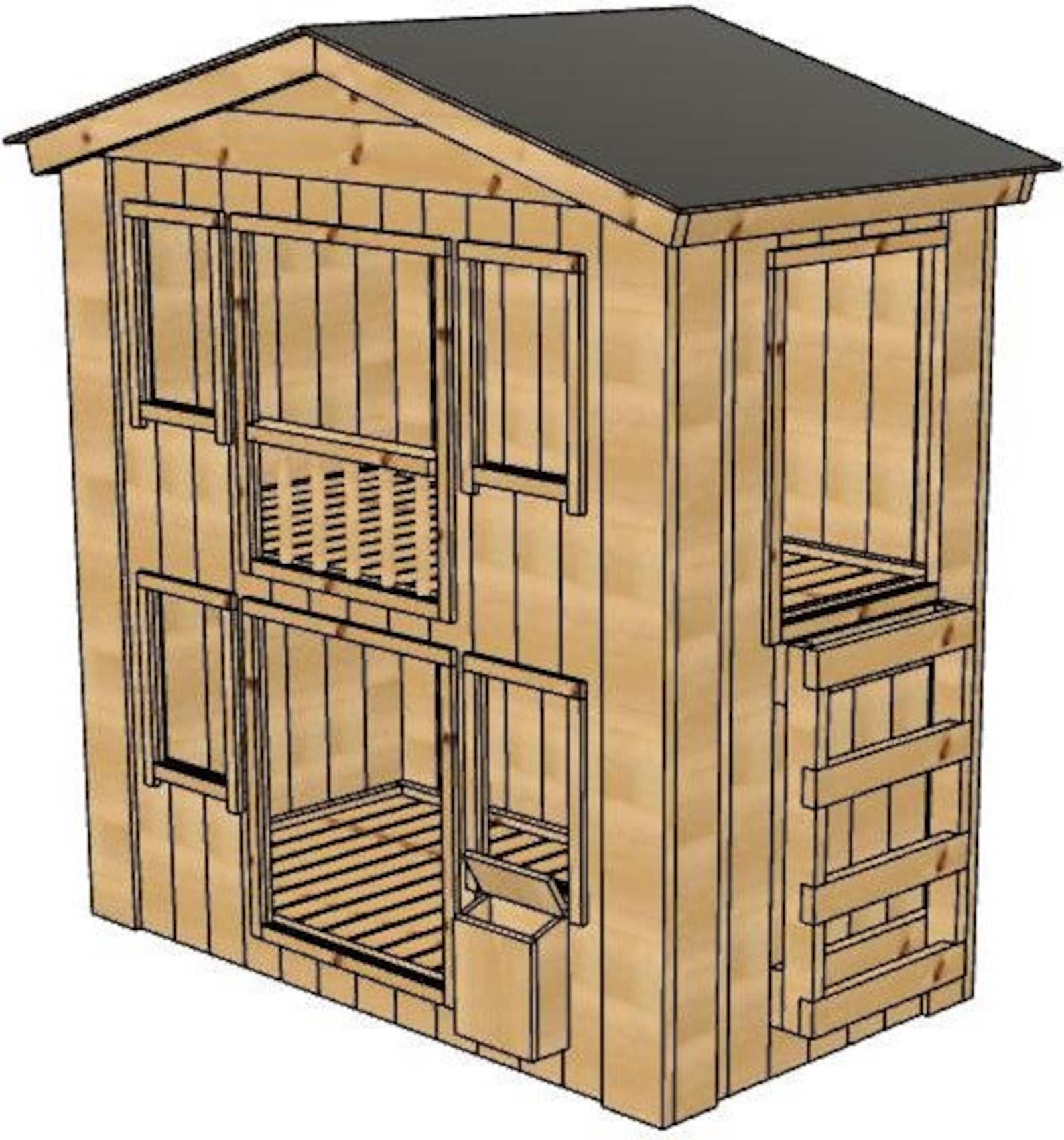 Bunk Bed Playhouse Euro Single 90x200 Diy Build Plan - Etsy