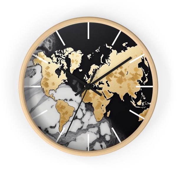 World Map Wall Clock - Etsy