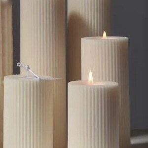 Large Ribbed Thick Pillar Candles/decorative Candles/anniversary - Etsy
