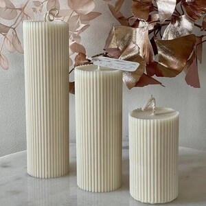 Large Ribbed Thick Pillar Candles/decorative Candles/anniversary - Etsy