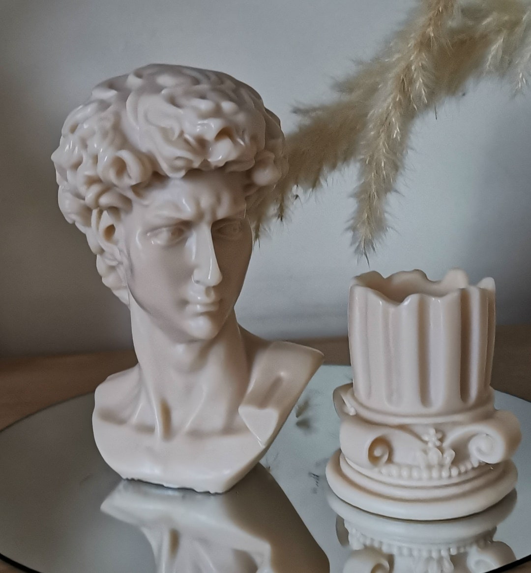 Large Roman Bust & Column Candles Scented/ David Bust/ Vintage Roman ...