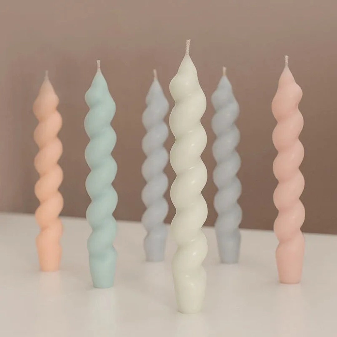 3 Spiral Twisted Candles 19.5 Cm / Scented Customisable/ Tall - Etsy