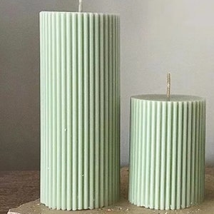 Large Ribbed Thick Pillar Candles/decorative Candles/anniversary - Etsy