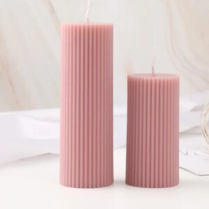 Large Ribbed Thick Pillar Candles/decorative Candles/anniversary - Etsy
