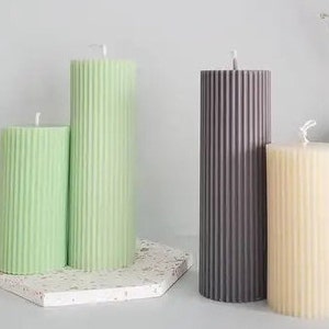 Large Ribbed Thick Pillar Candles/decorative Candles/anniversary - Etsy