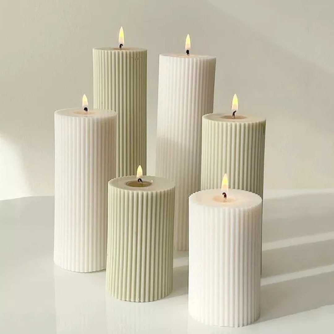 Large Ribbed Thick Pillar Candle/scented/customisable/anniversary - Etsy