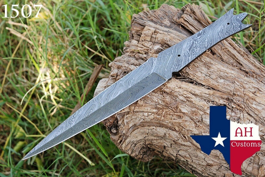 Hand Made Hand Forged Fixed Blank Blade Full Tang Double Edge Damascus Steel Throwing Boot Knife ...