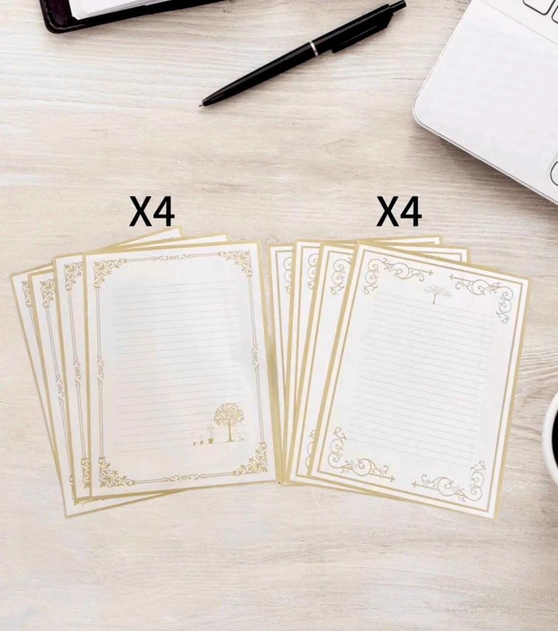 Letter Writing Paper Set With Gold Details,enchanted Magical Letter ...