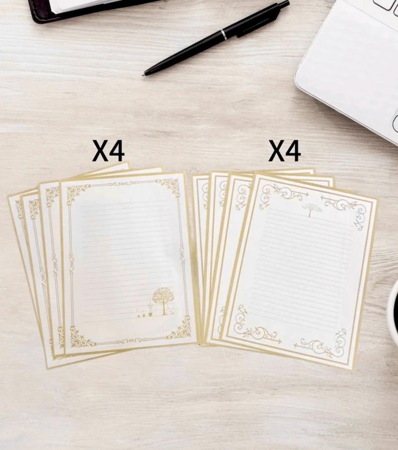 Letter Writing Paper Set With Gold Details,enchanted Magical Letter ...