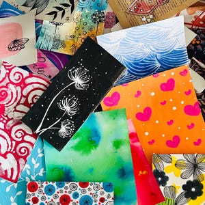 Handpainted Mixed Media Fodder Project Scraps,30 Pcs Colorful Painted ...