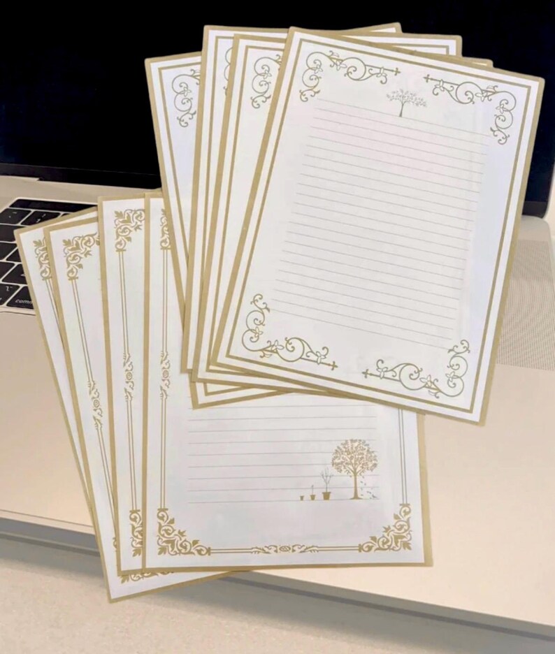 Letter Writing Paper Set With Gold Details,enchanted Magical Letter ...