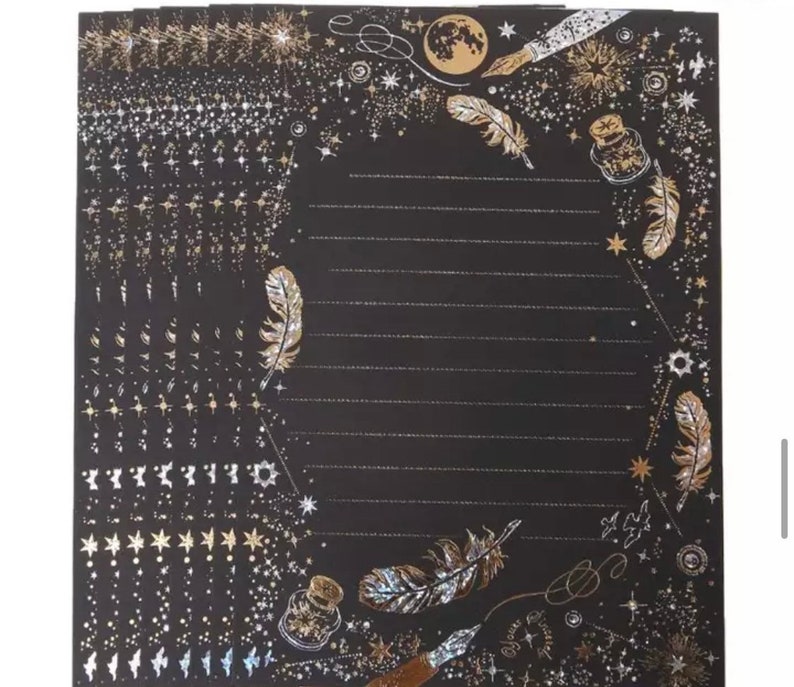 Letter Writing Paper Envelope Set With Gold Details,magical Enchanted ...