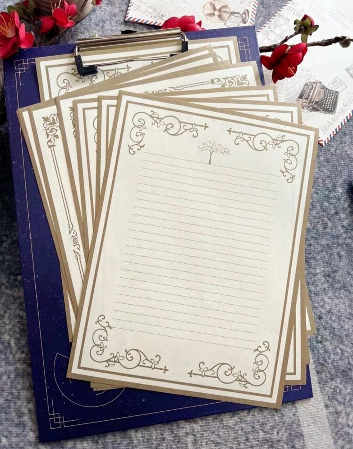 Letter Writing Paper Set With Gold Details,enchanted Magical Letter ...