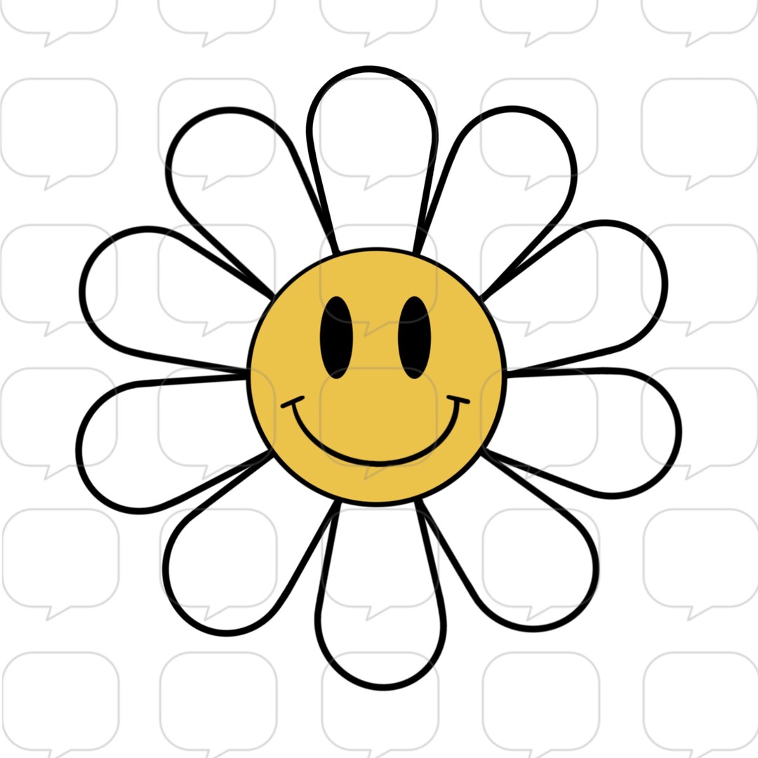 Retro Smiley Face Flower - PNG Digital Sublimation Transfer - Etsy