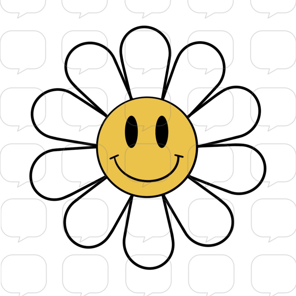 Retro Smiley Face Flower - PNG Digital Sublimation Transfer - Etsy