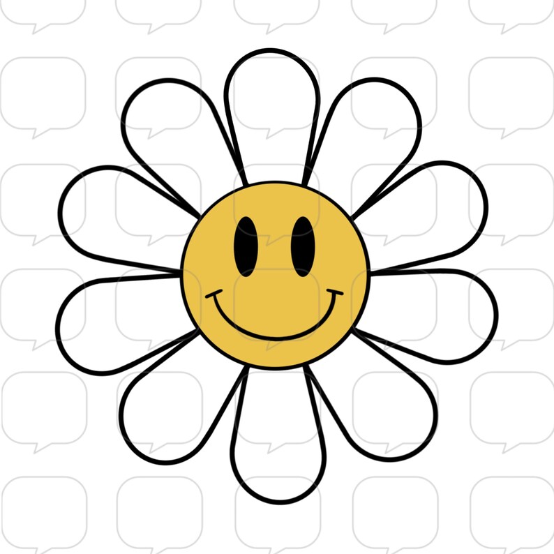 Retro Smiley Face Flower - PNG Digital Sublimation Transfer - Etsy