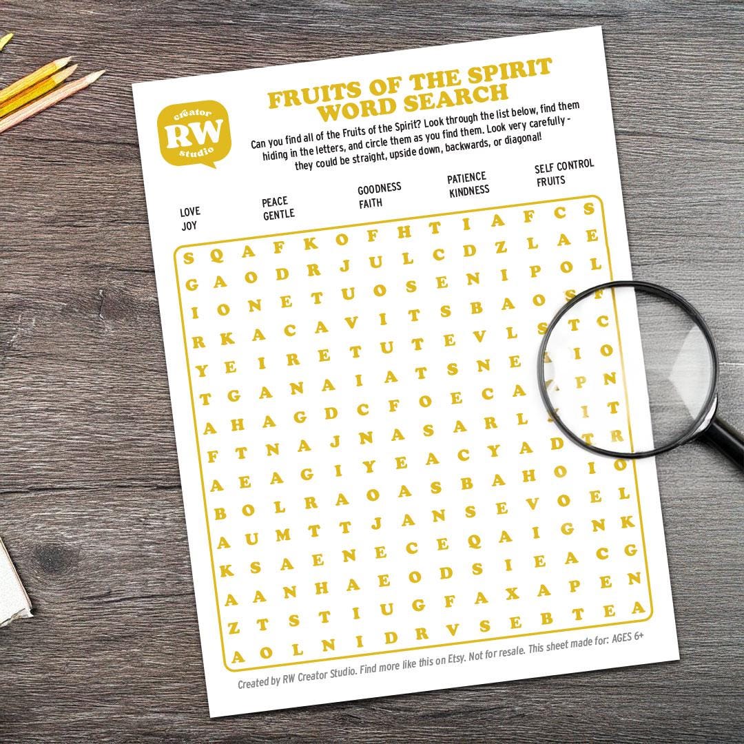 Fruits of the Spirit - Word Search Activity Sheet - Digital Download ...