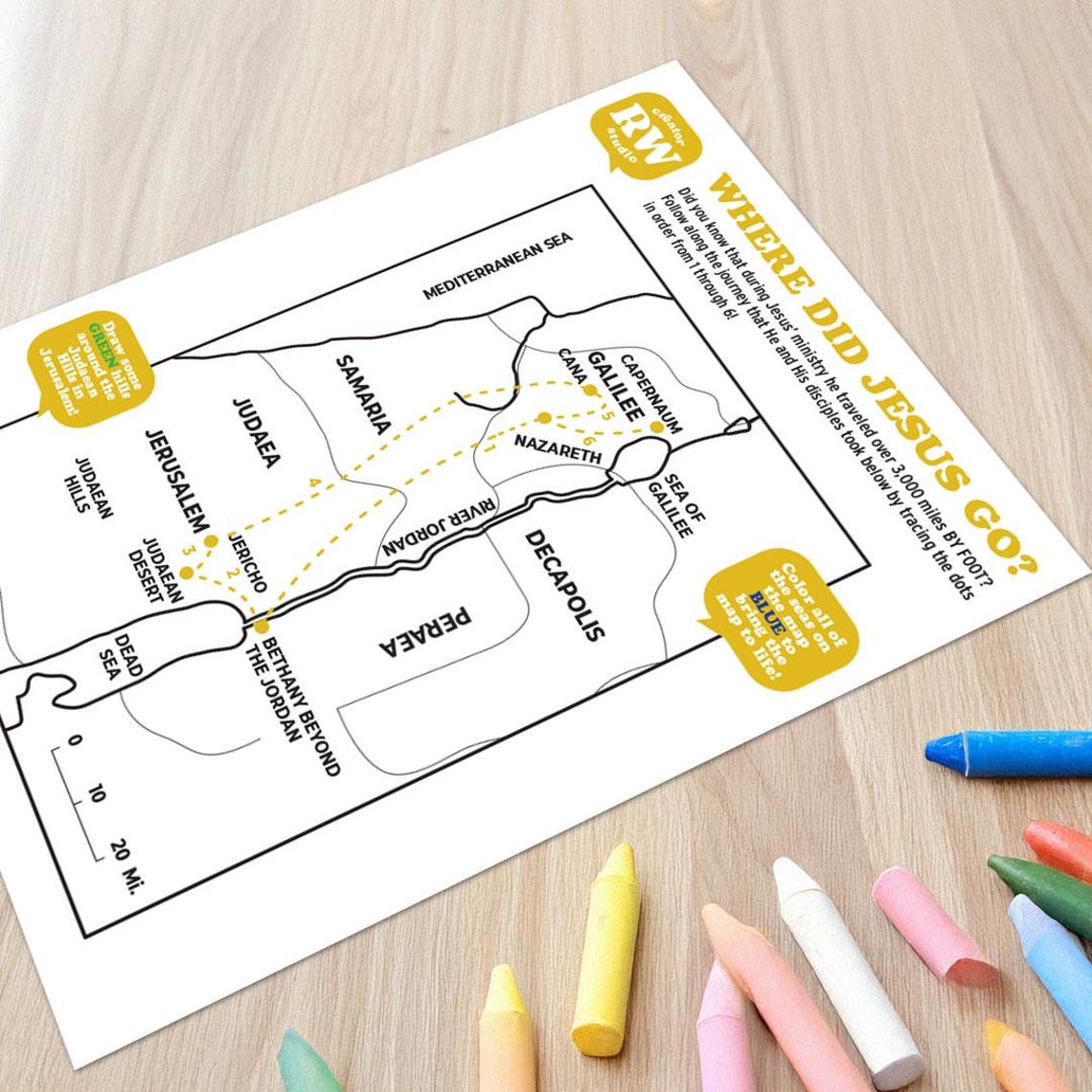 Jesus Earthly Ministry - Kids Map Trace Activity Sheet - Digital ...