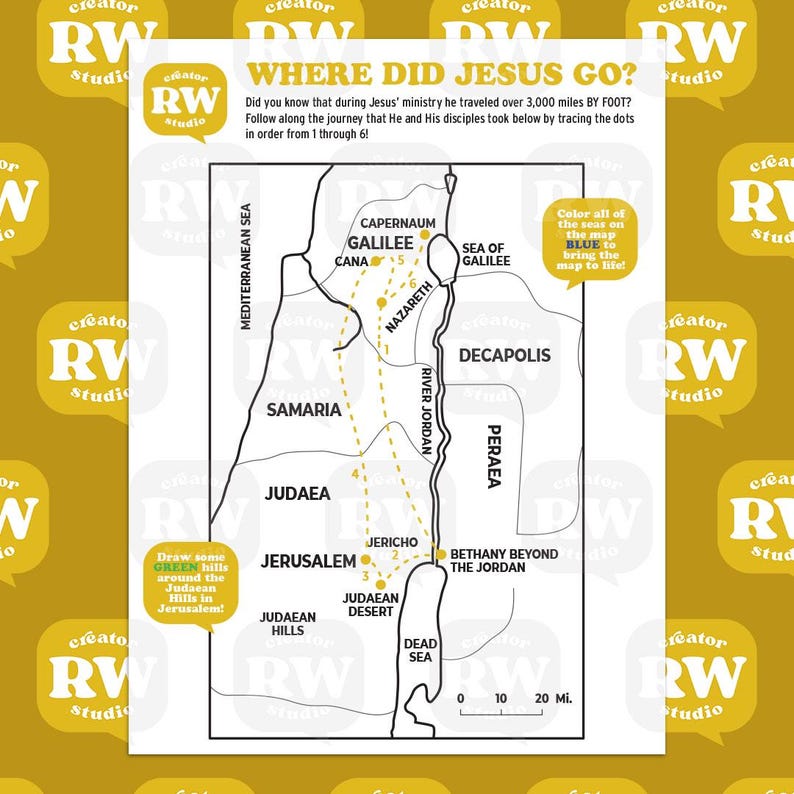 Jesus Earthly Ministry - Kids Map Trace Activity Sheet - Digital ...