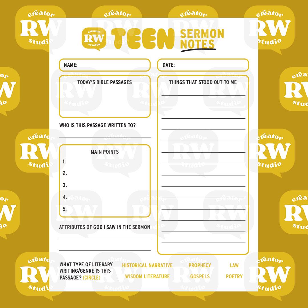 Kids & Teens Sermon Note Bundle - 2-pack Church Activity Sheets ...