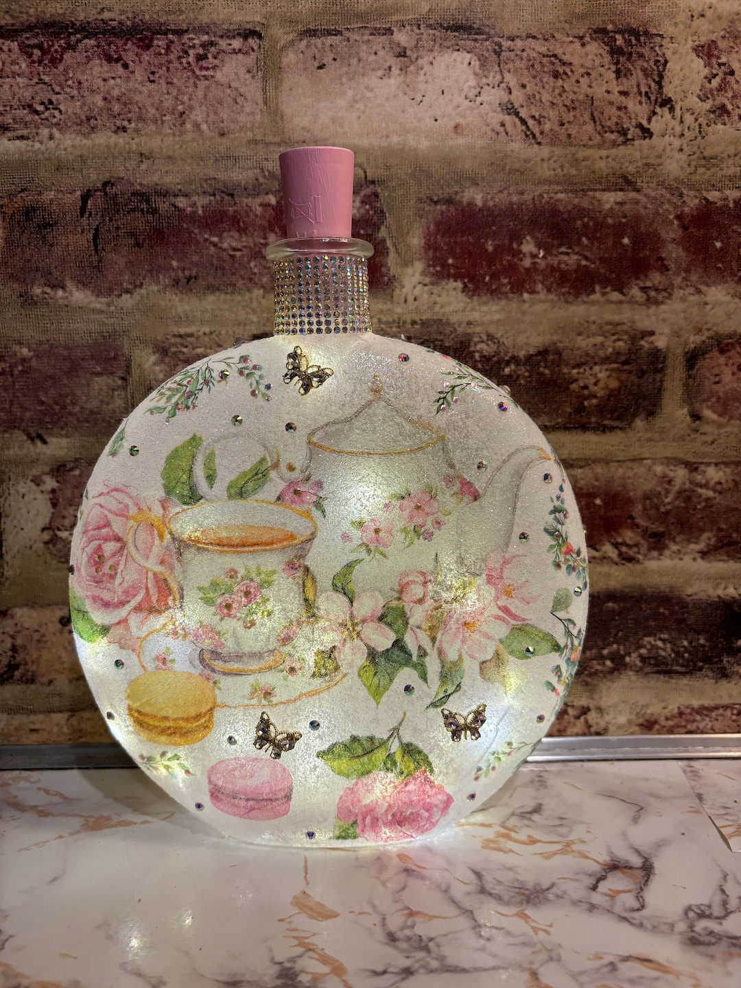 Teapot and Teacup Oval Jar Light, Teapot and Teacup Lighted Decor ...