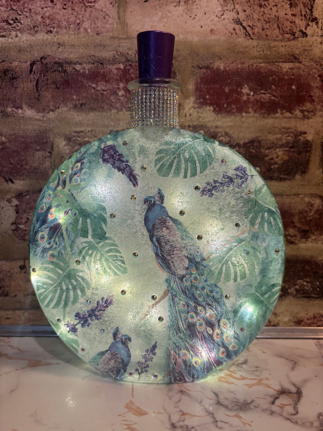 Peacock Oval Light Jar, Peacock Lighted Decor, Peacock Oval Jar Light ...