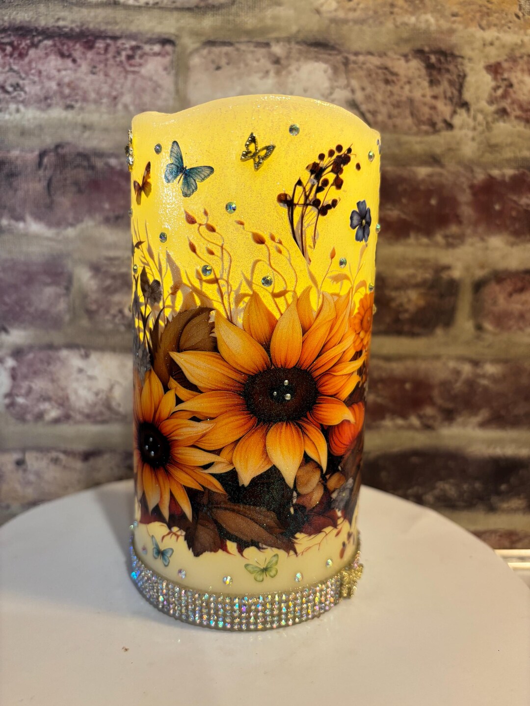 Sunflower Flameless Candle With Timer and Batteries, Sunflower ...