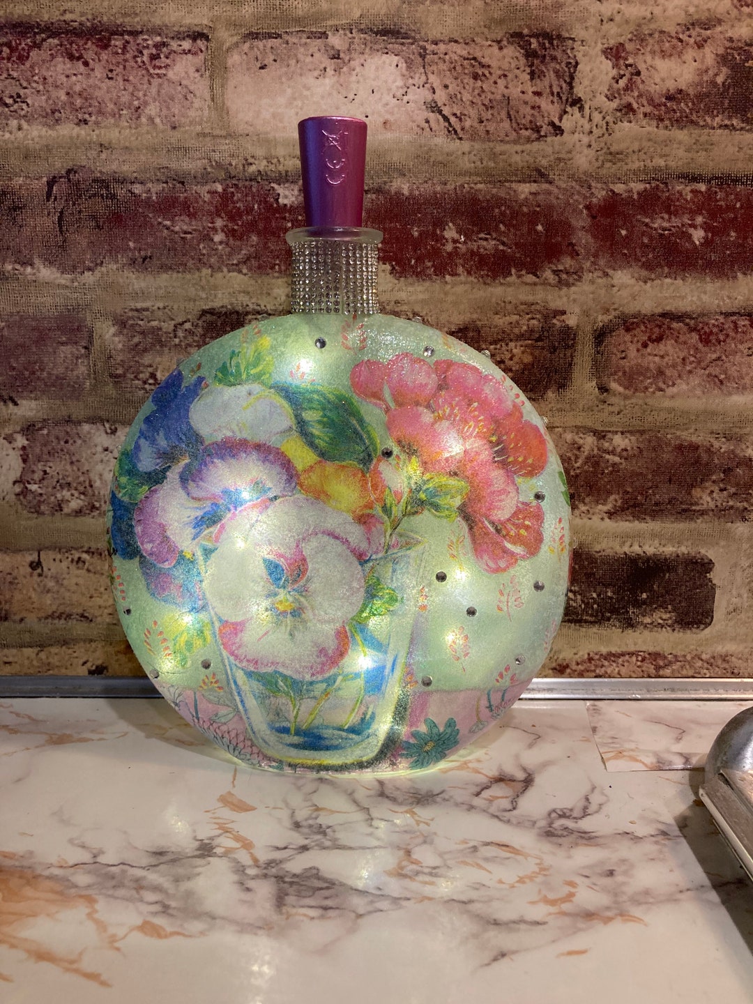 Pansy Lighted Decor, Pansy Oval Light up Jar, Flower Light up Jar ...